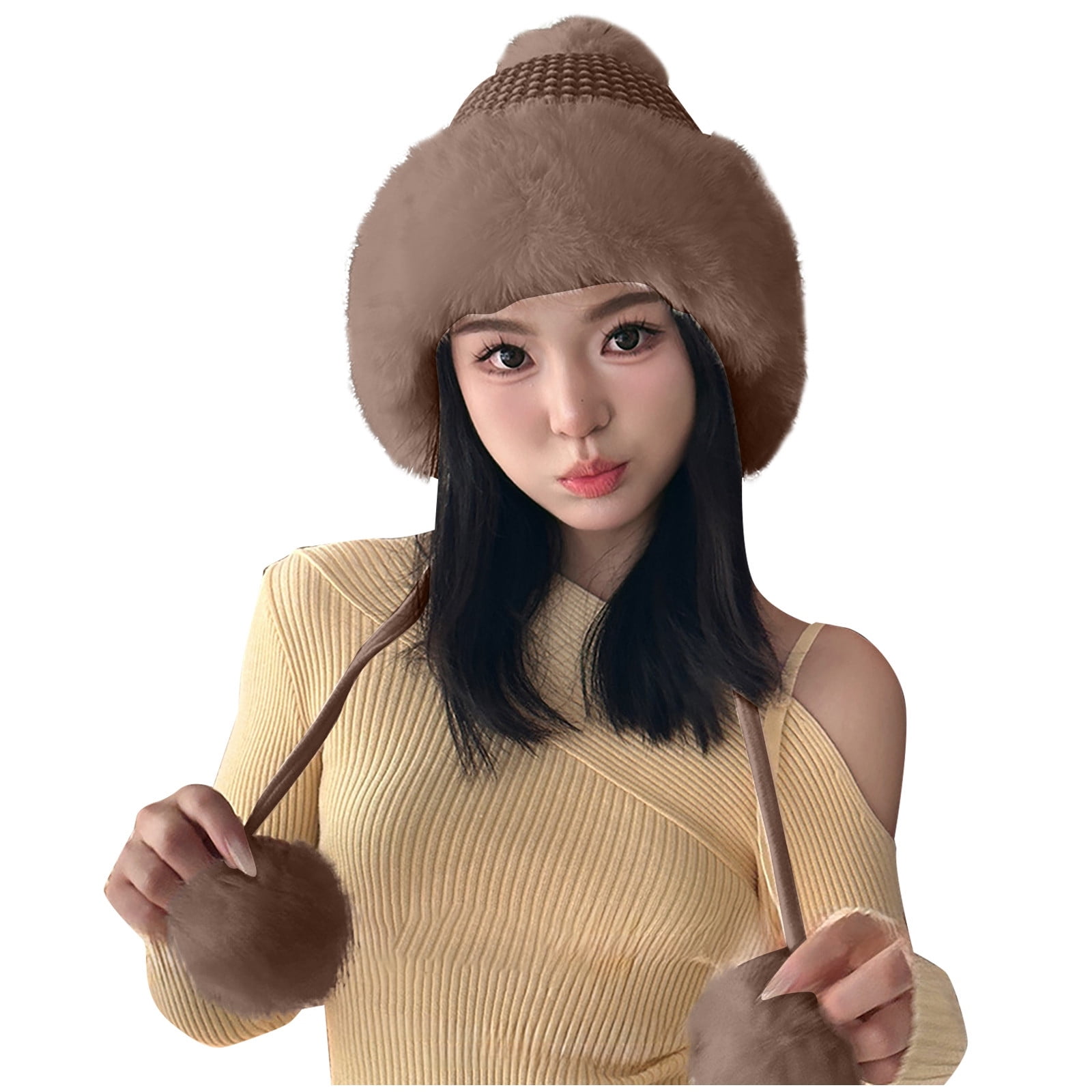 AWZXDE Women's Winter Knit Hat with Pom Pom Design Solid Color Warm ...