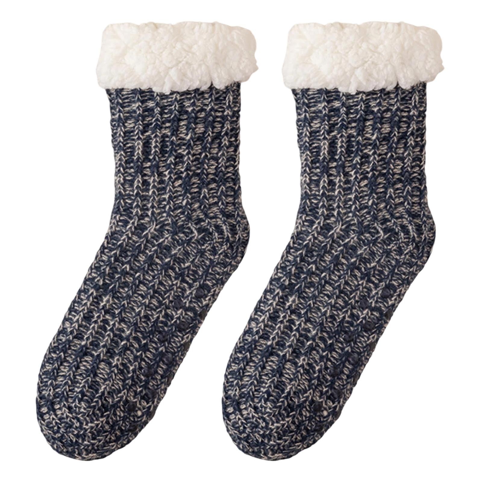 AWZXDE Womens Crew Socks Solid Color Knitted Thick Lined Warm Socks for ...