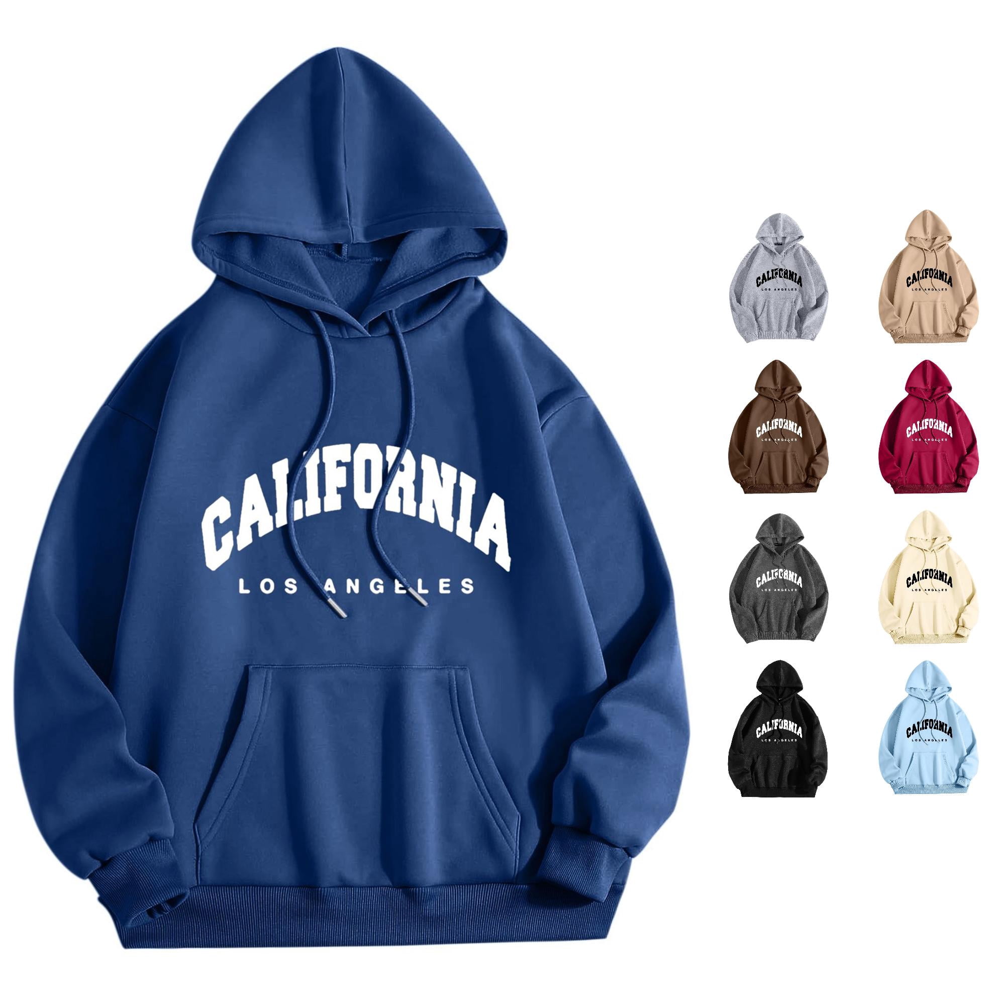 AWZXDE Womens Hoodies Letter Graphic Print Hooded Pullover Casual Daily ...
