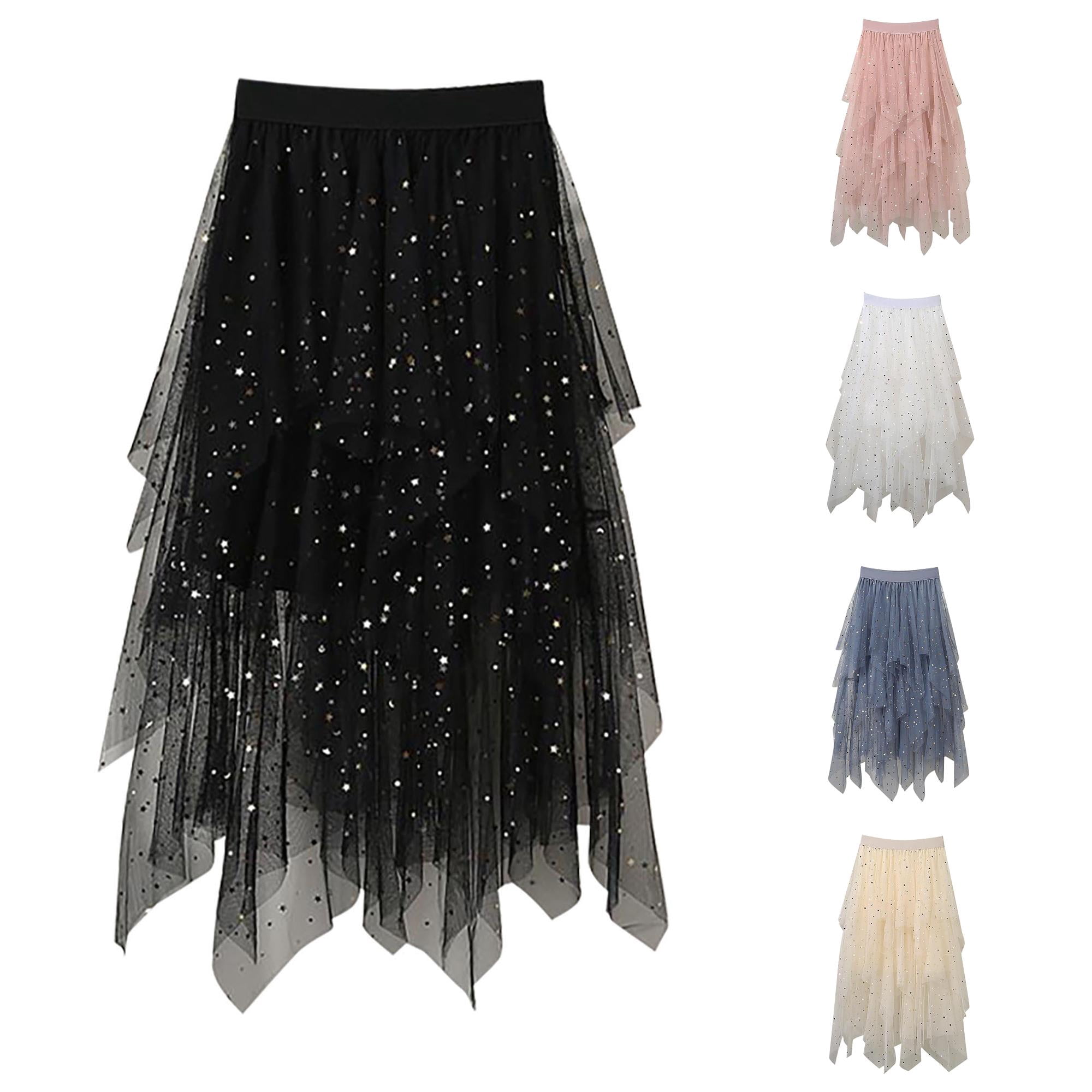 AWZXDE Womens Maxi A-line Long Skirt High Waist Tulle Puffy Long Half ...