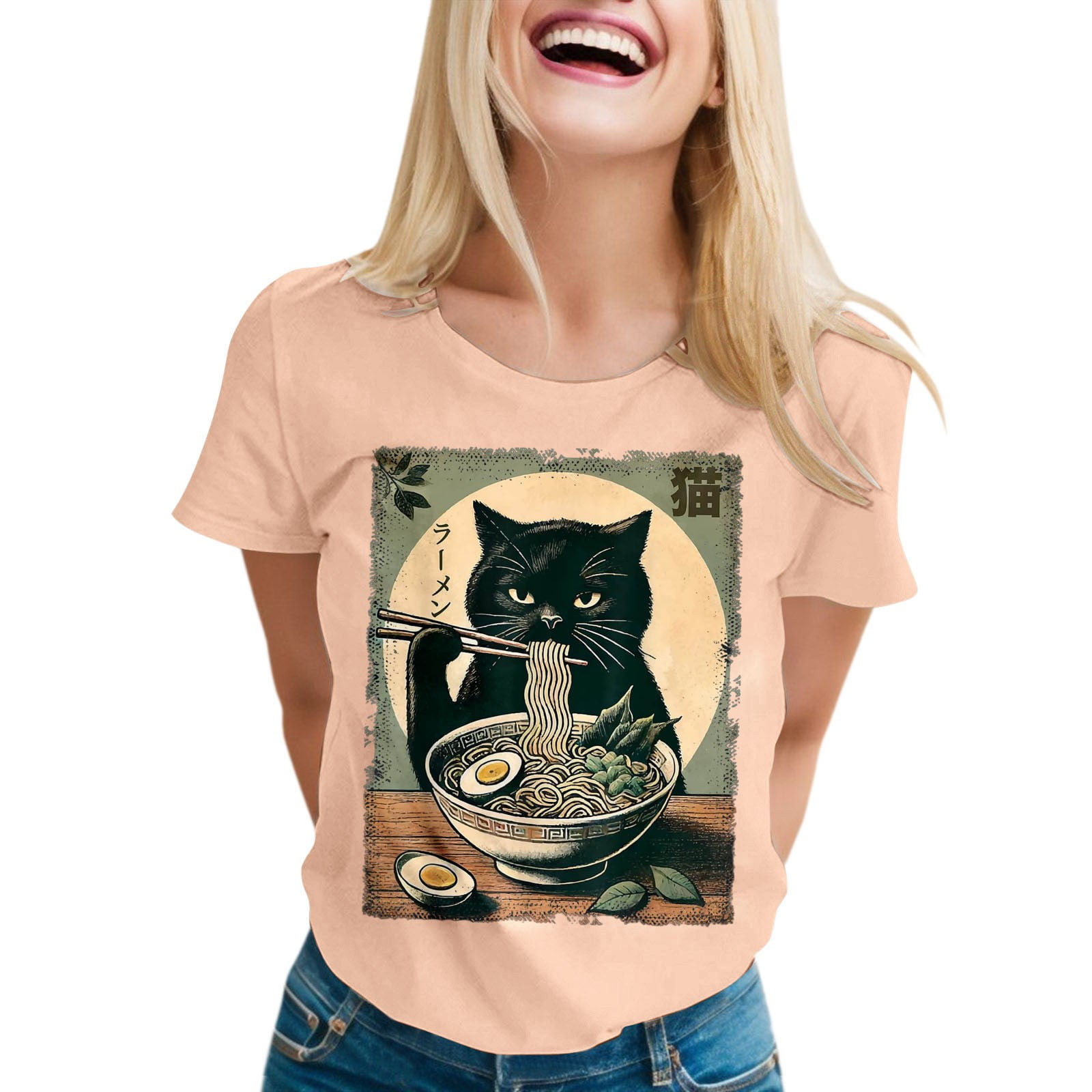 AWZXDE Womens Short Sleeve T Shirts Cute Graphic Pattern Daily Casual ...
