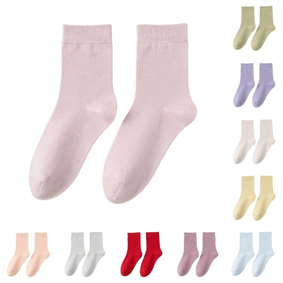AWZXDE Womens Socks Fall Winter Cotton Casual Versatile Solid Color Mid ...