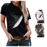 AWZXDE Womens Summer Tops Daily Loose Fit Graphic Print Short Sleeve T ...