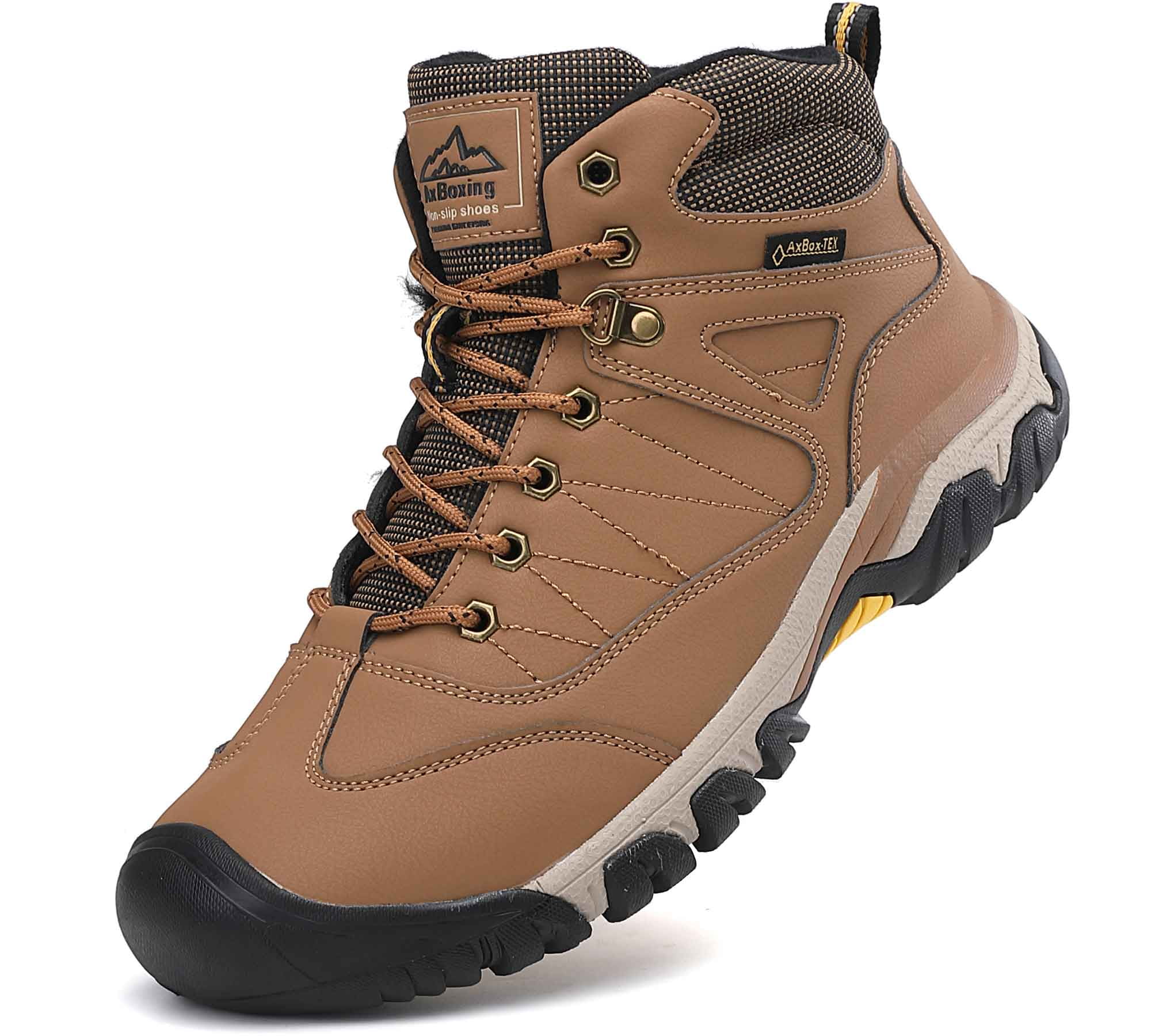AX BOXING Men's Snow Boots Outdoor Winter Hiking Boots Brown - Walmart.com