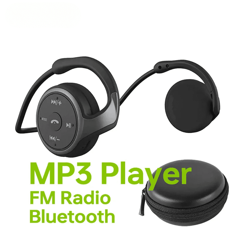 AX698 Wearbale MP3 Player Bluetooth Headphones Not in-Ear Wireless Earphones with FM Radio TF ...