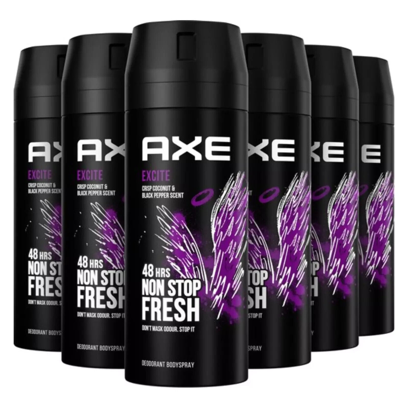 Axe Excite Body Spray Deodorant, 48-Hour Odor Protection, Coconut and Black Pepper Scent, 150ml ...