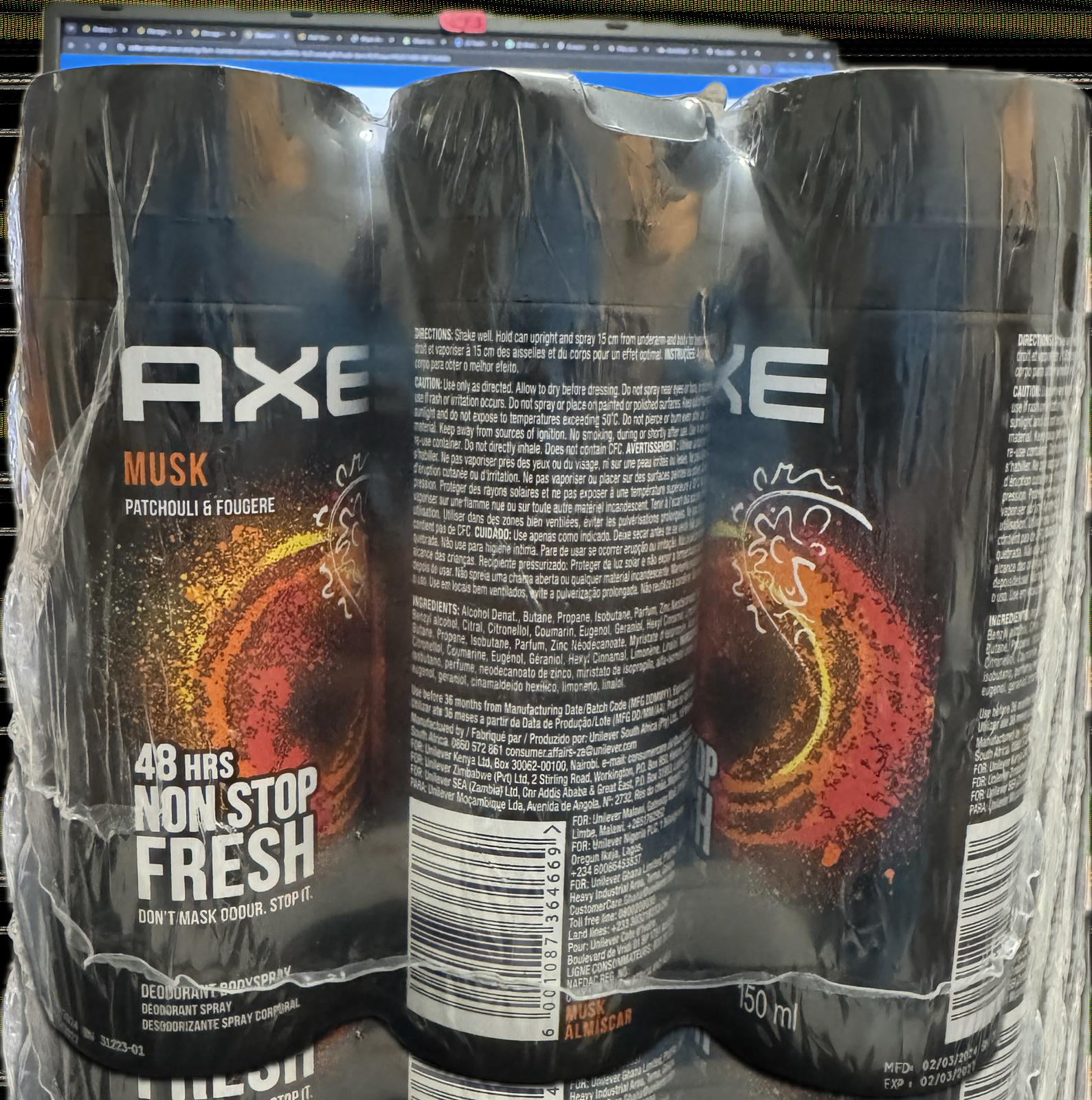 AXE MUSK NON STOP FRESH 48H 6 BOTTLES 150ML - Walmart.com
