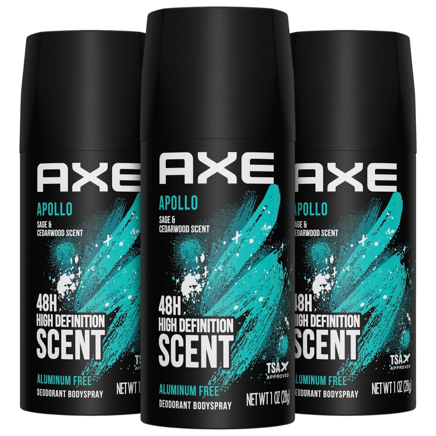 AXE Travel Deodorant, Body Spray, Apollo, 3-Pack – 48H High-Definition ...