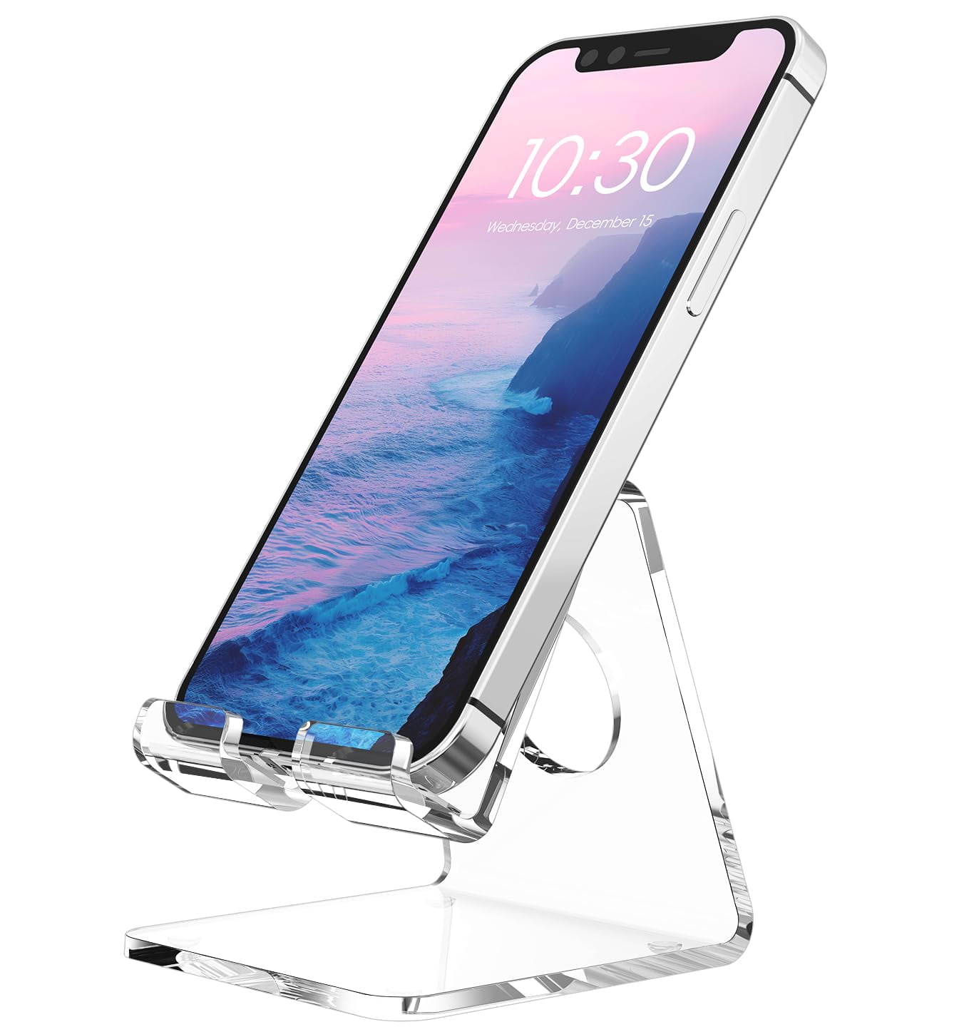 AXEFUN Acrylic Cell Phone Stand, Clear Phone Stand for Desk, Portable ...