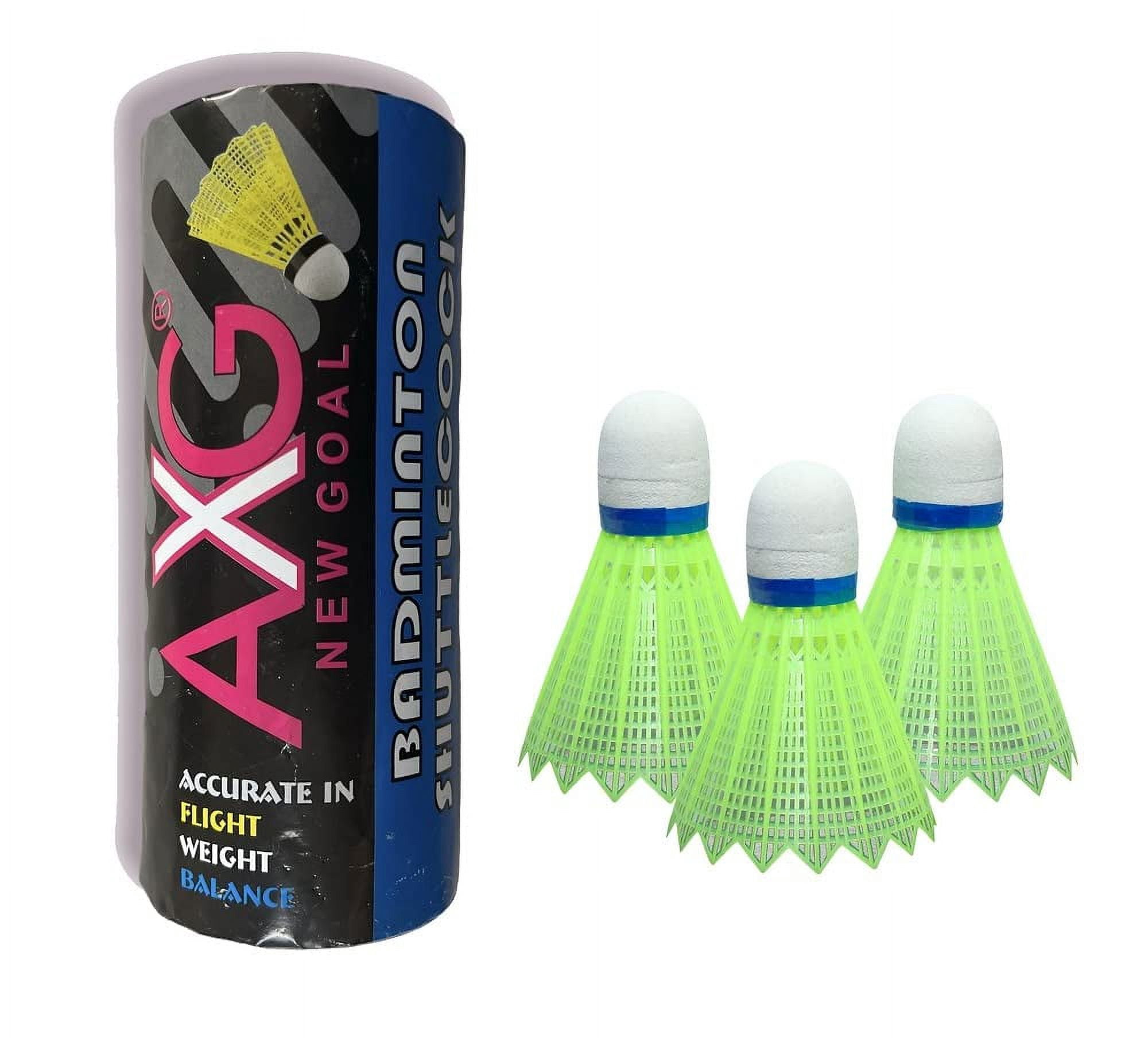 AXG New Goal Basic Nylon Shuttlecock , Green | Pack Of 3 , Made Of High ...