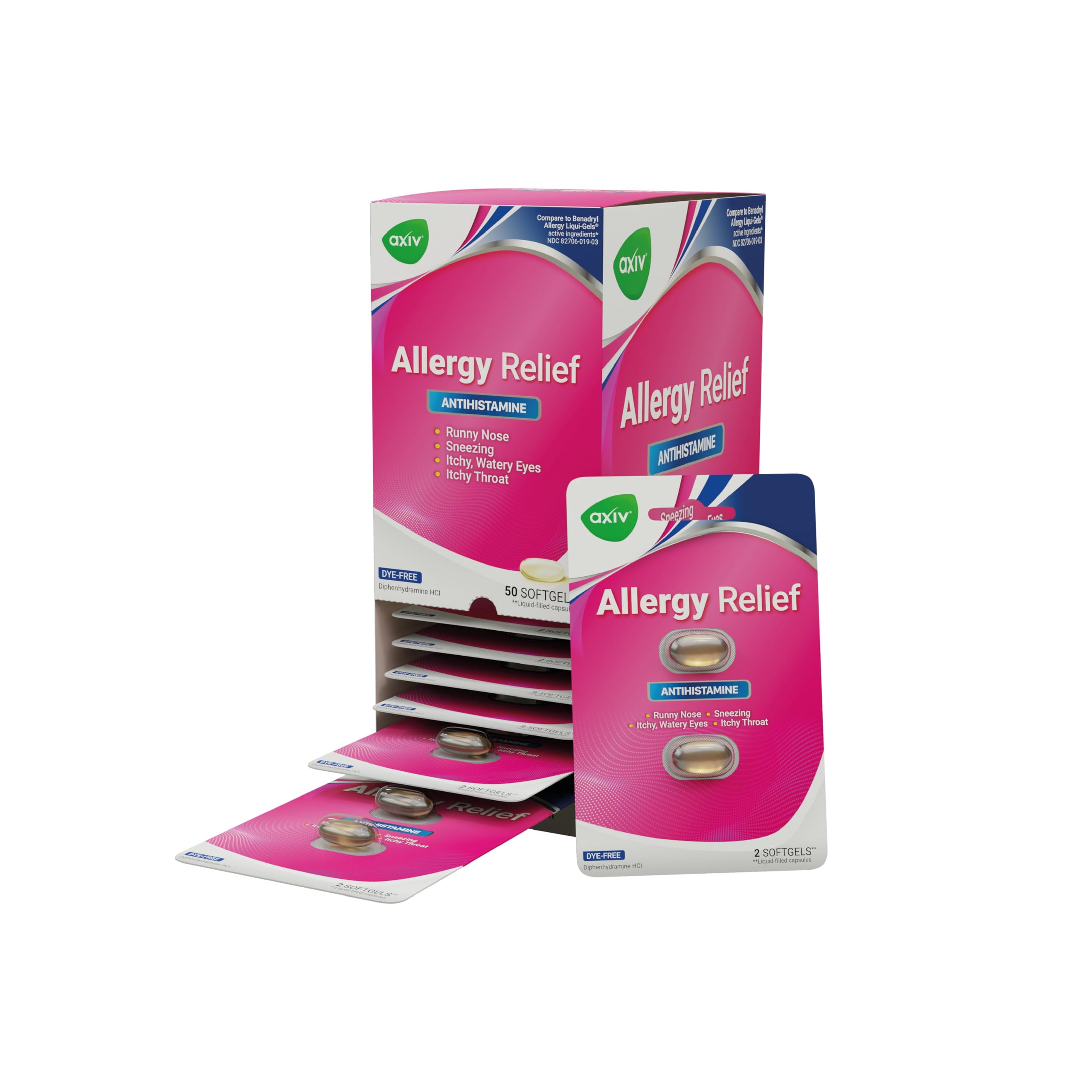 AXIV Allergy Relief Softgels, Antihistamine Medicine & Cold Symptom ...