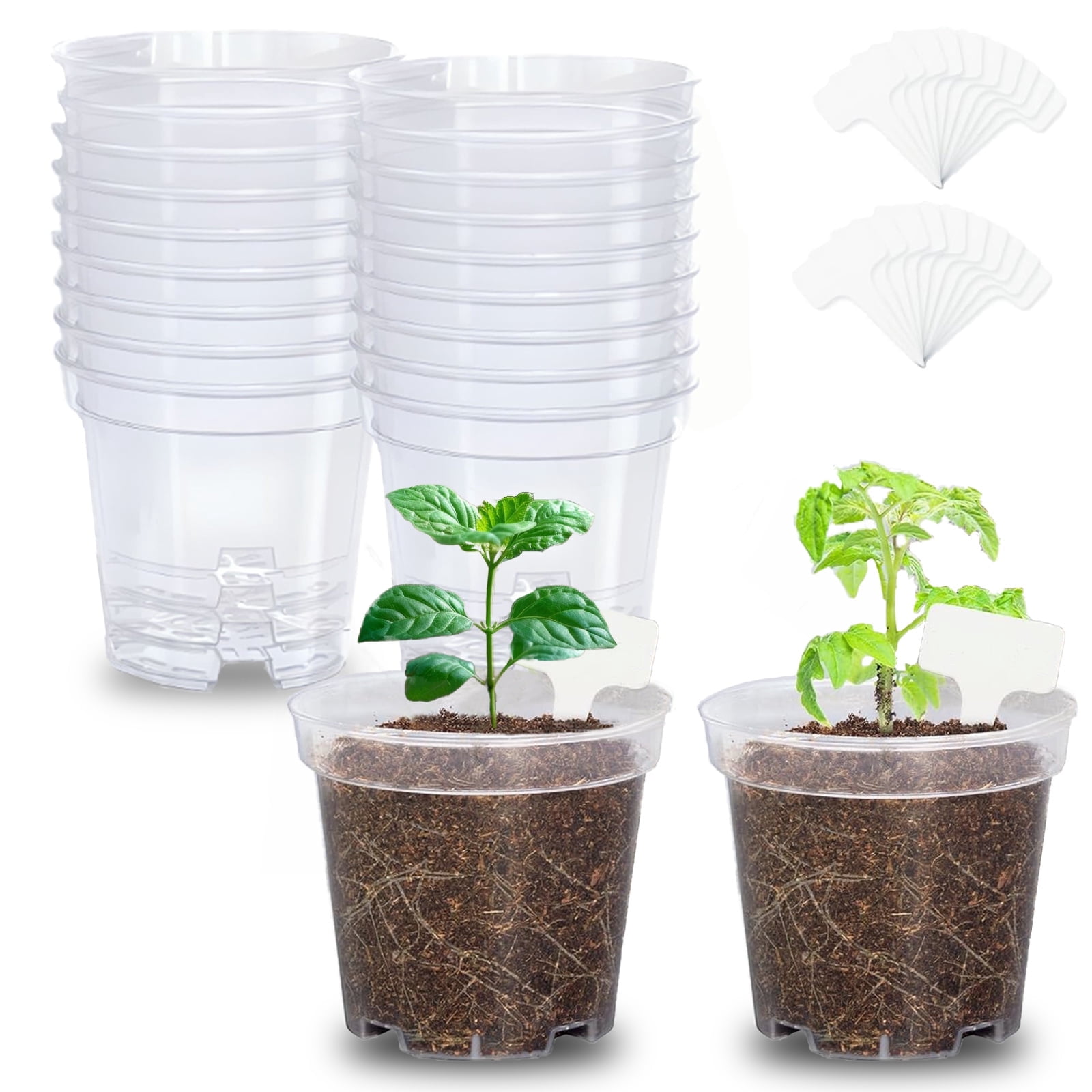 AXKIIN Plastic Flower Pots 20 Sets,Thickened and Transparent nursery ...