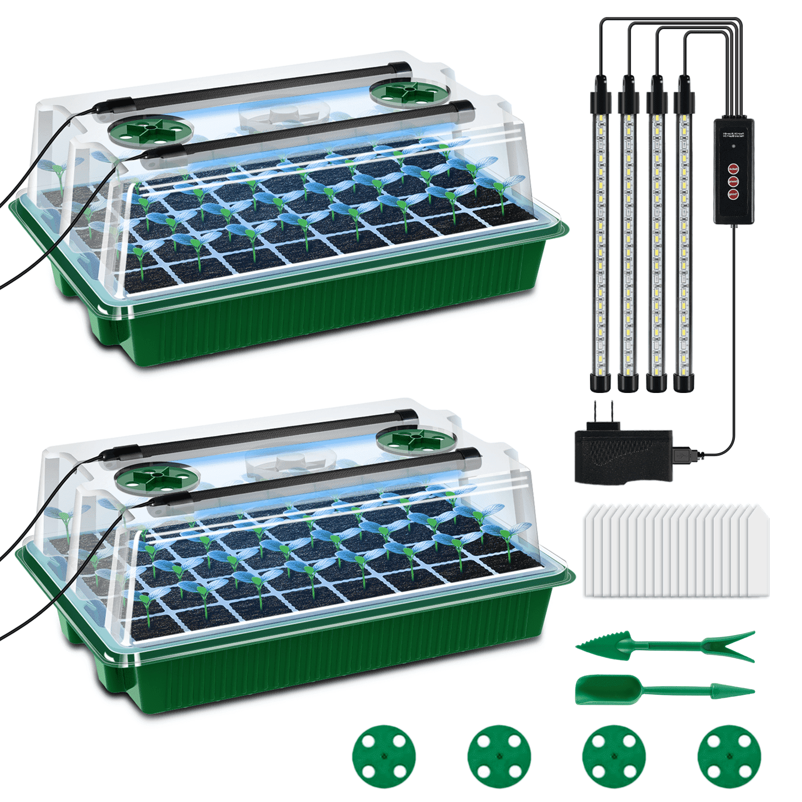 AXKIIN Seed Starter Tray with Grow Light, 2 Packs 80 Cells Plastic Seed ...
