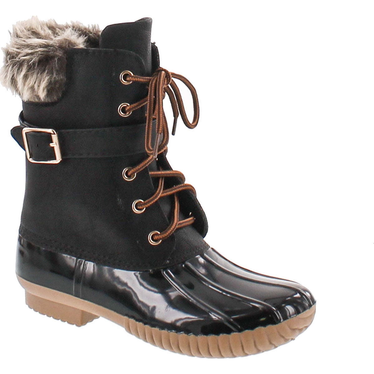 AXNY DYLAN-7 Women's Two Tone Buckle Strap Ankle Rain Duck Boots One ...