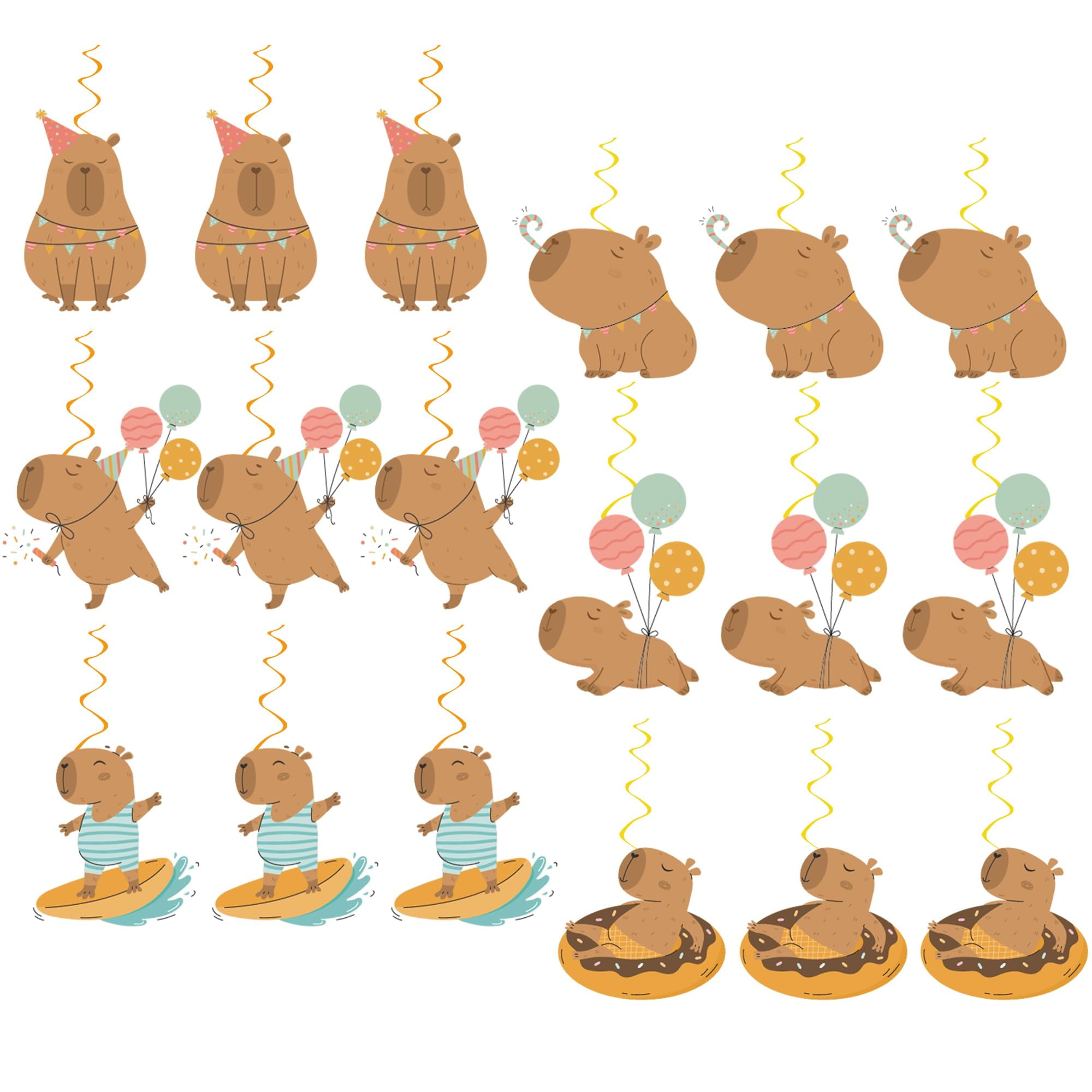 AXWATDEI 18Pcs Capibara SCH4 Hanging Swirls, Capibara Birthday ...