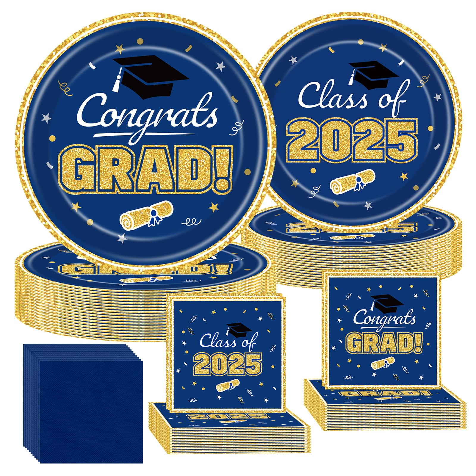 AXWATDEI 200PCS BlueUMRT and Gold Graduation Class of 2025 Party ...