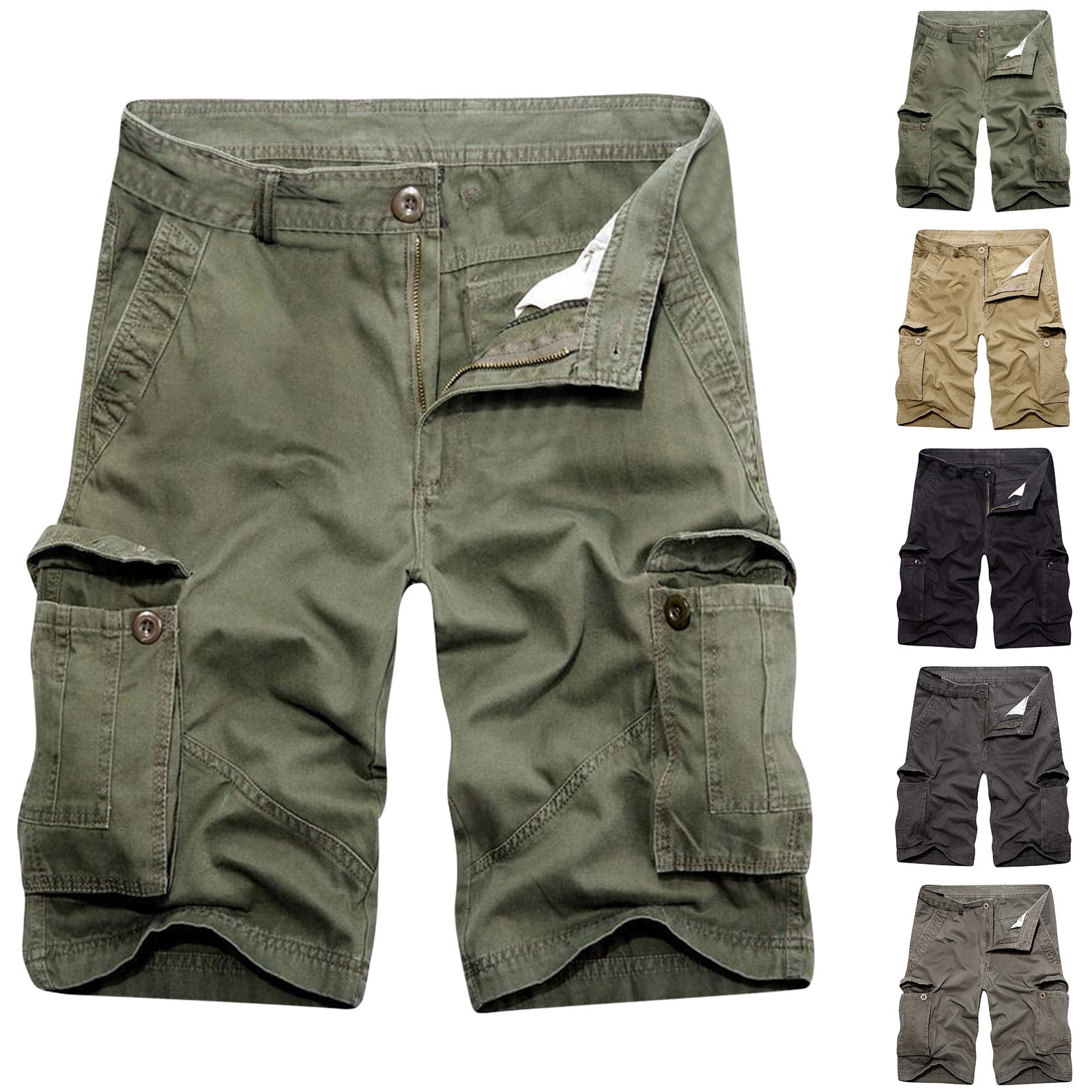 AXXD Black Workout Shorts Men Plus Size Cargo Shorts Multi-Pockets ...