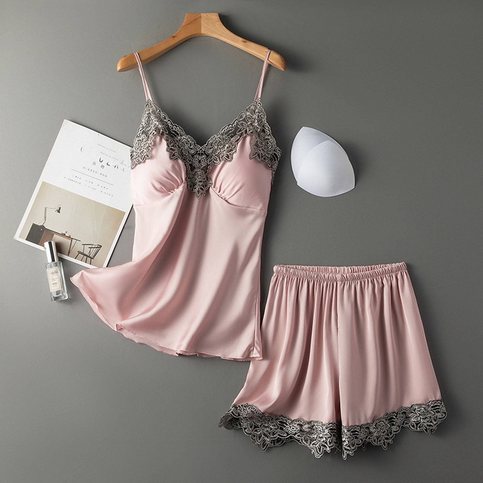 HOMBOM Causal Pants For Women Sexy Sling Shorts Lace Trim Two Piece ...