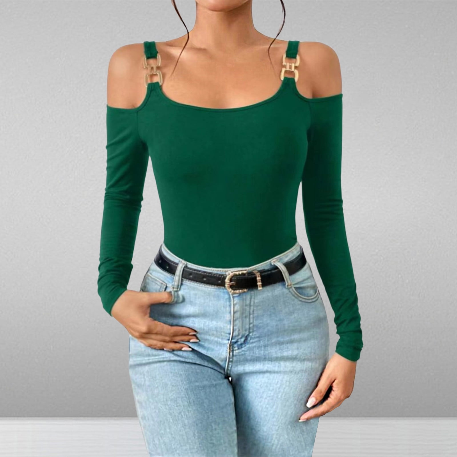 AXXD Green Basic Western Shirts for Women Summer 2024 Ladies Cold ...