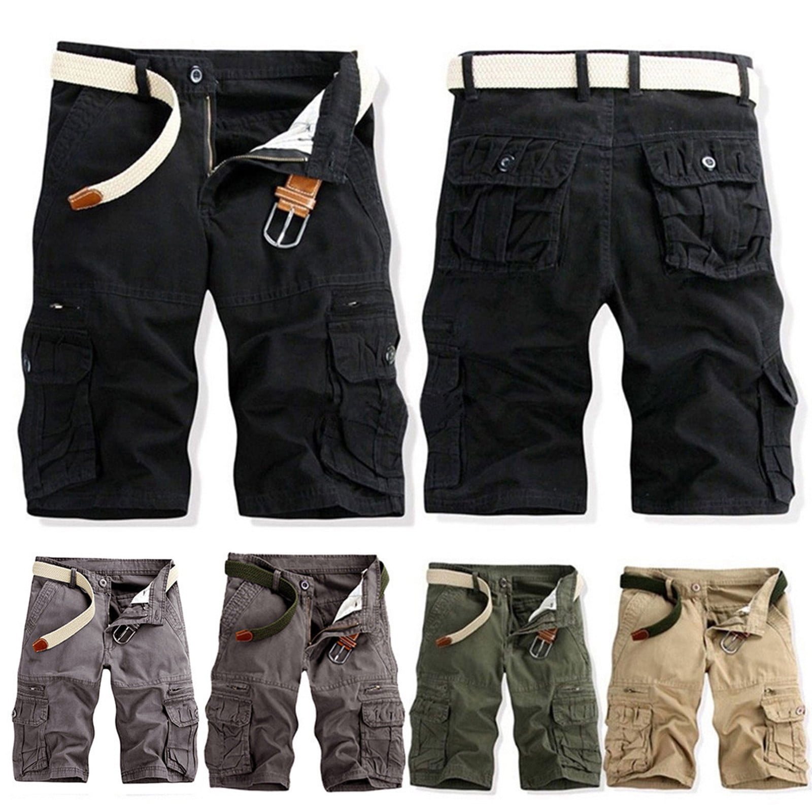 AXXD Men Cargo Shorts Black Summer Mens Shorts with Pockets Drawstrings ...