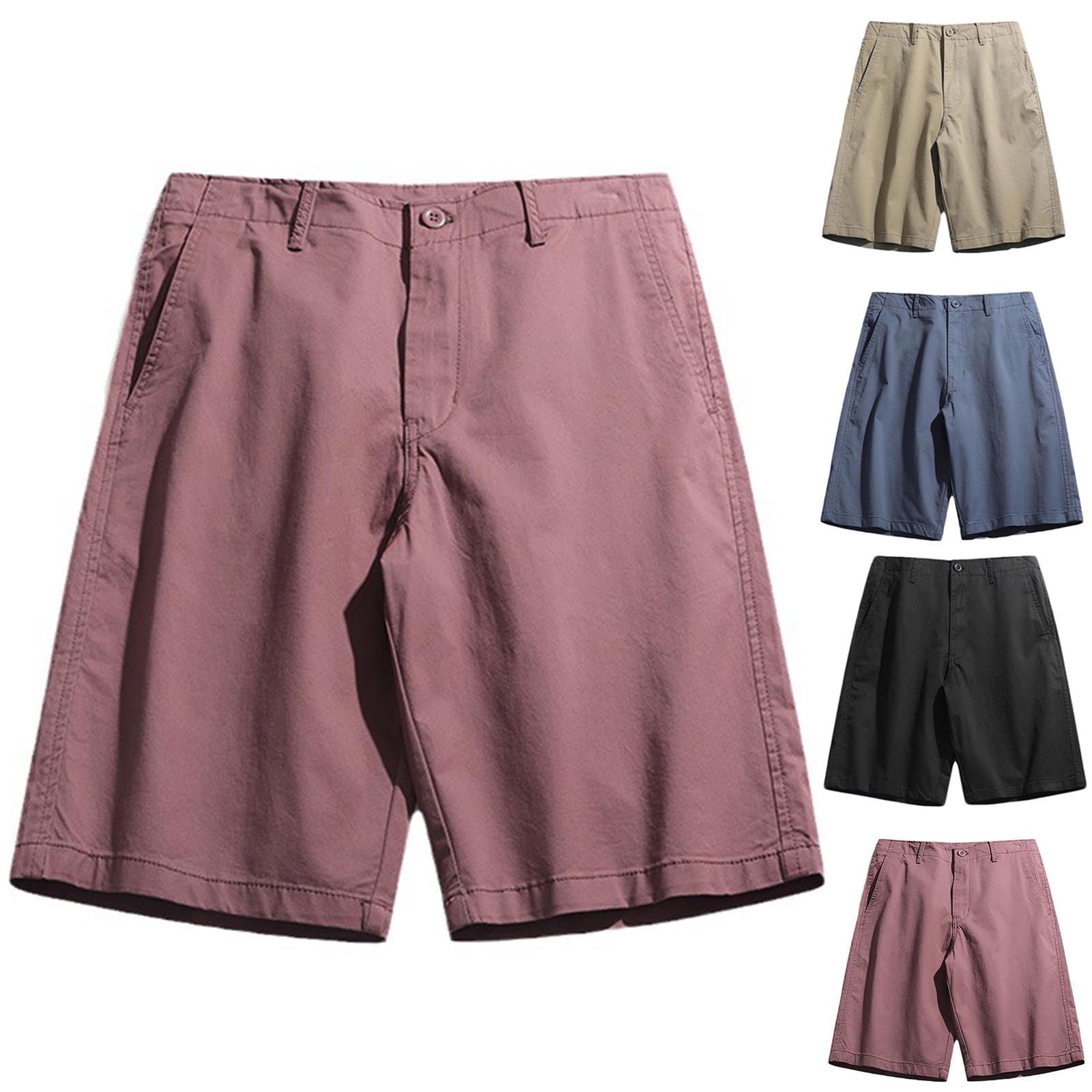 AXXD Men Shorts Pink Plus Size Cargo Shorts Multi-Pockets Relaxed ...
