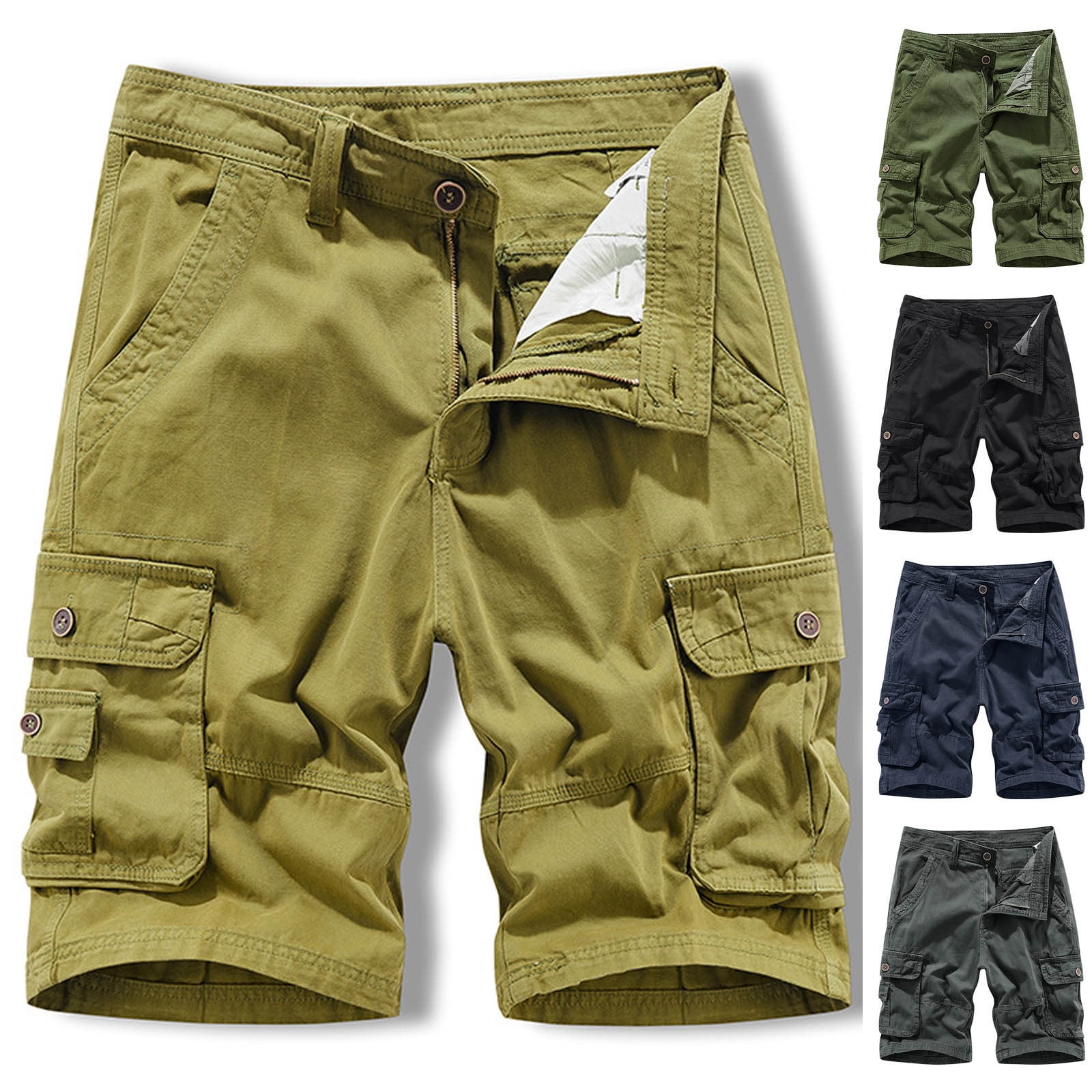 AXXD Men Shorts Plus Size Cargo Shorts Multi-Pockets Relaxed Summer ...