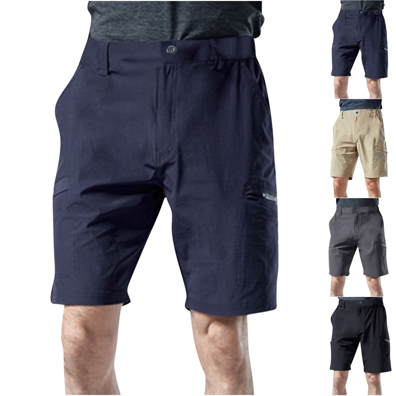 AXXD Men Shorts With Zipper Pocket Khaki Summer Zipper Elastic Slim ...