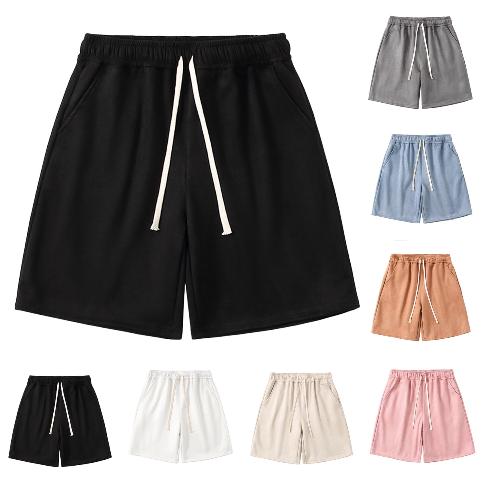 AXXD Mens Athletic Shorts White Summer Pocket Beach Running Gym Workout ...