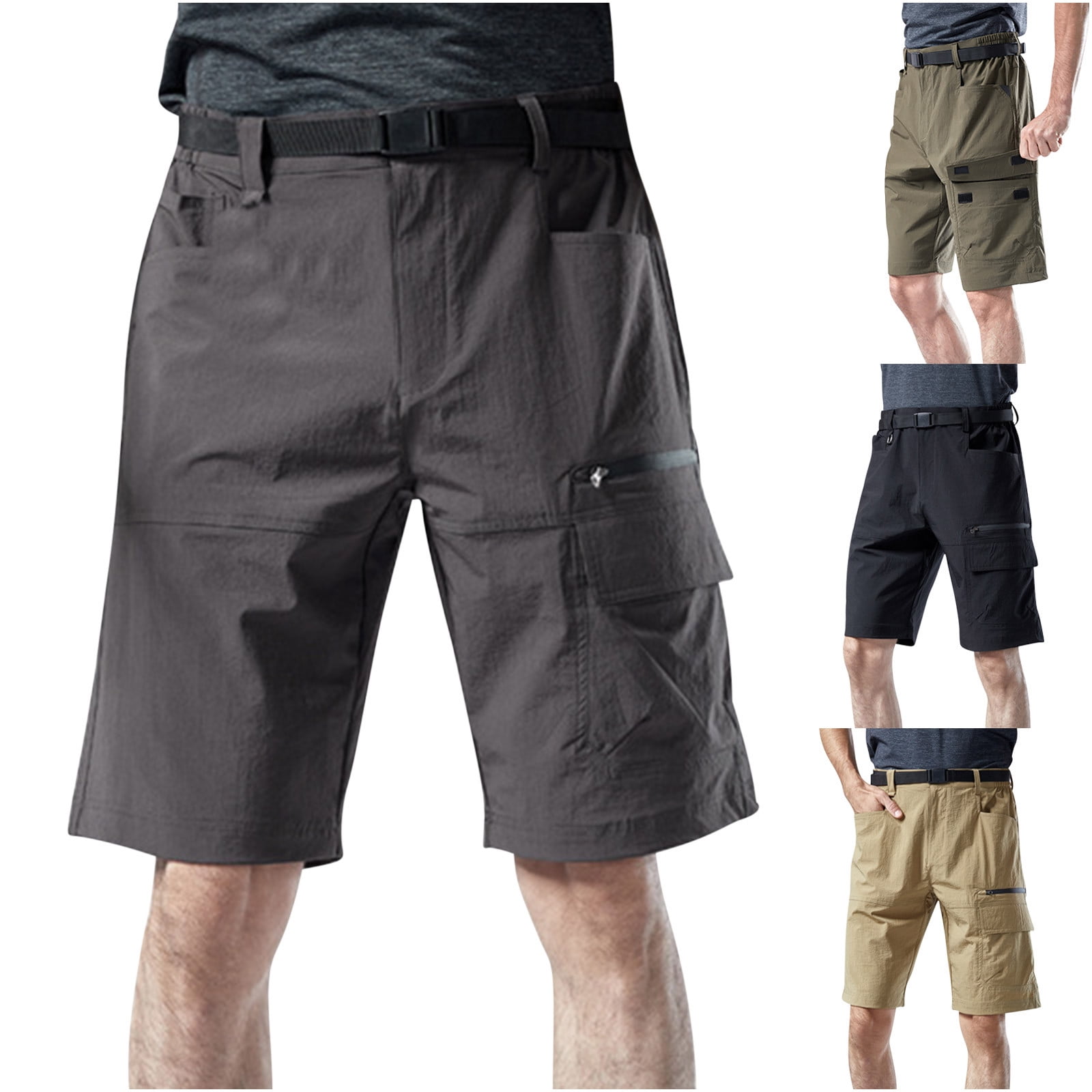 AXXD Mens Cargo Shorts Blue Summer Zipper Elastic Slim Casual Play Wrap ...