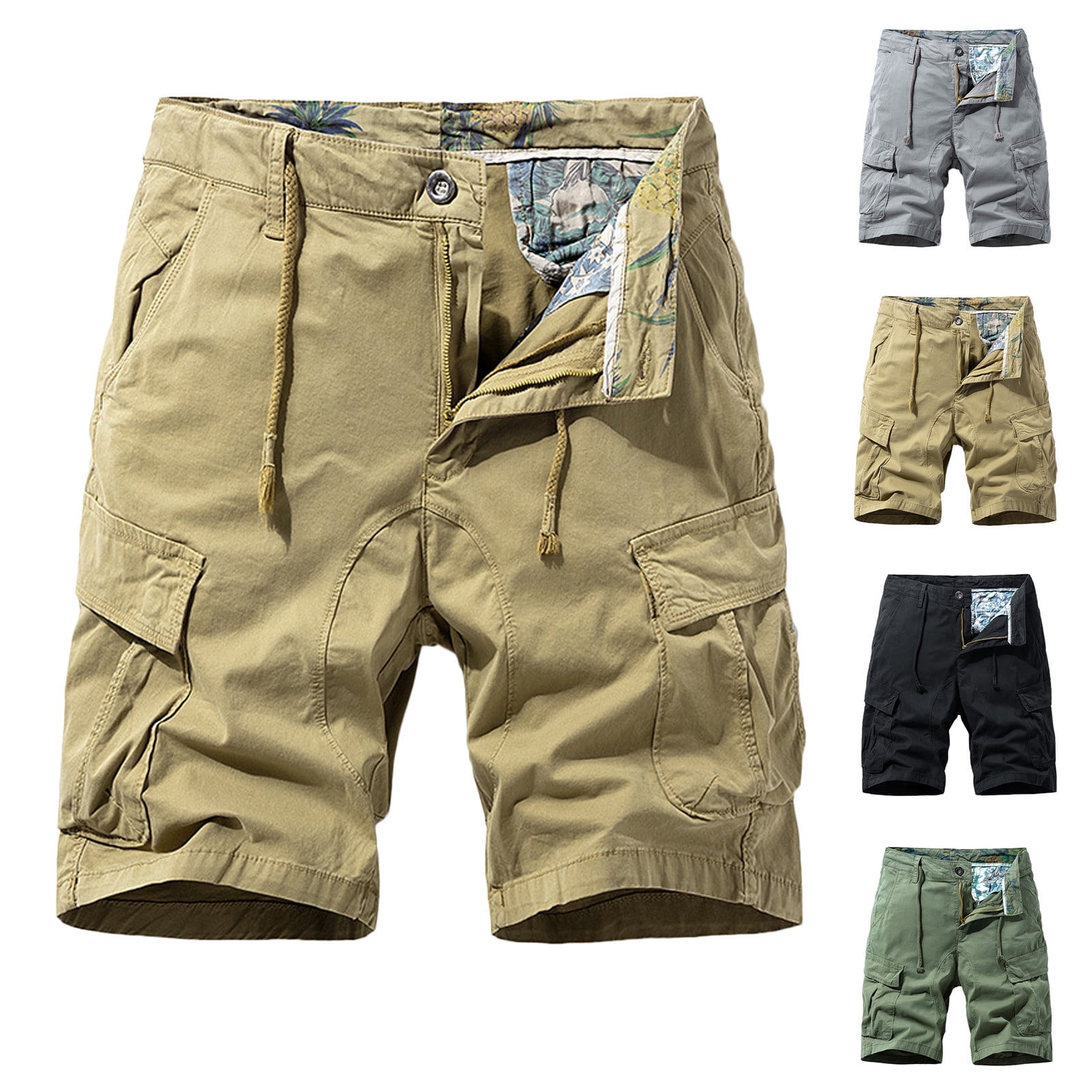 AXXD Mens Running Shorts Summer Cargo Shorts Multiple Pockets Elastic ...