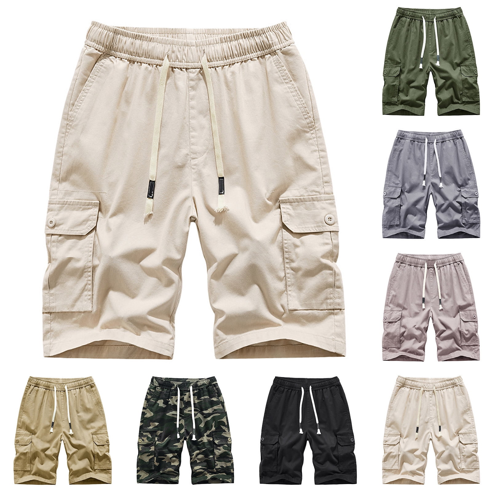 AXXD Mens Shorts Clearance Clothing Under $10 Summer Casual Pure Color ...