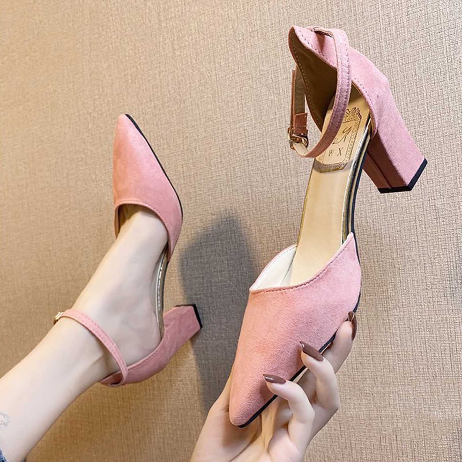 AXXD Pink Sandals for Women 7.5 Summer Casual Pointed-toe Sandals ...