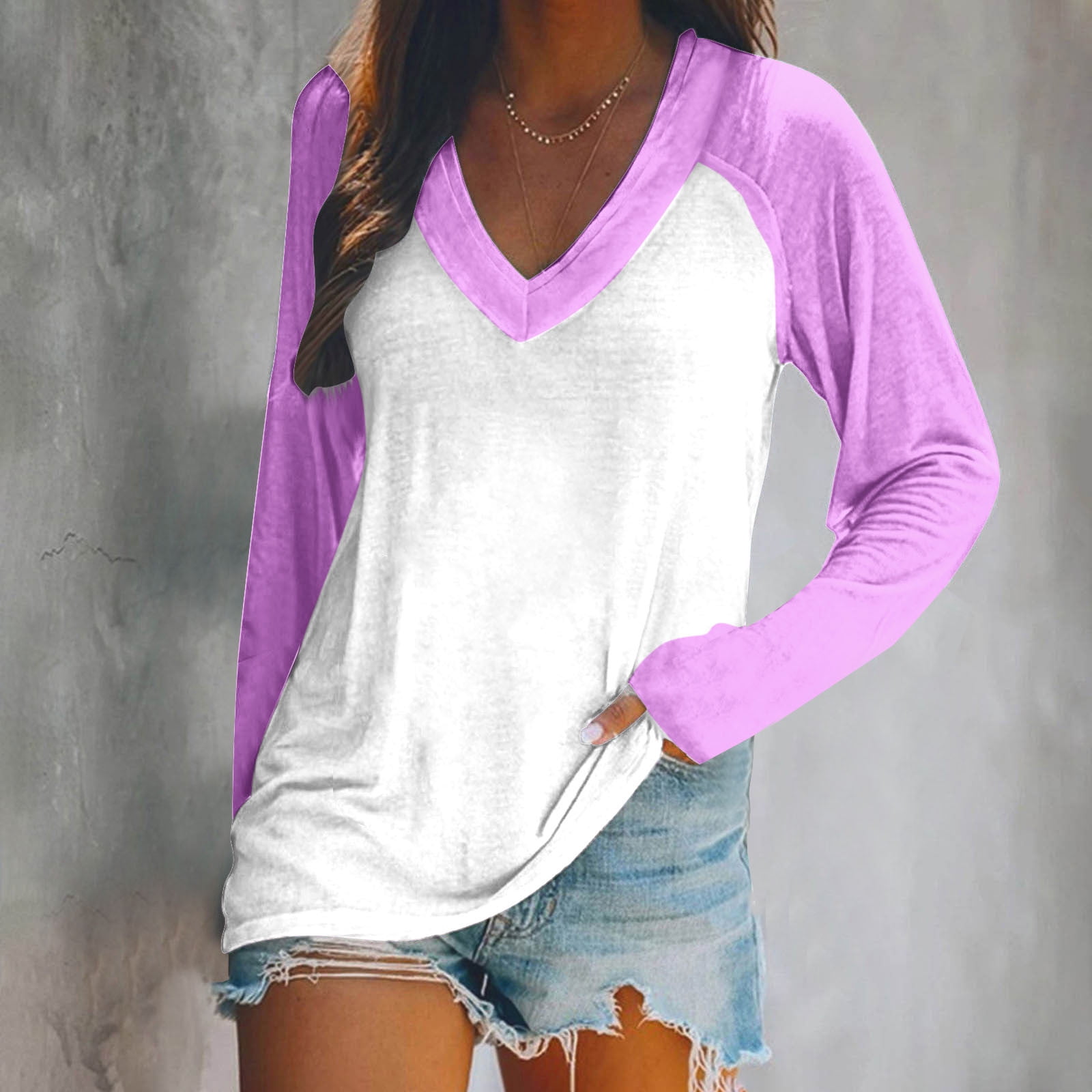 AXXD Purple Basic Blouses for Women Business Casual Summer 2024 Ladies ...