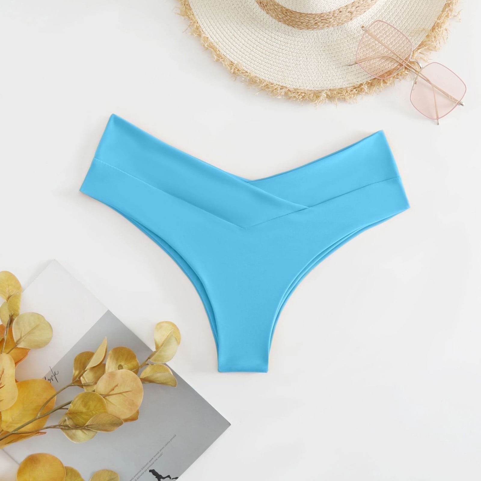 Juslio Underwire Swimsuits for Women Sky Blue Bikini Solid Swimsuit ...