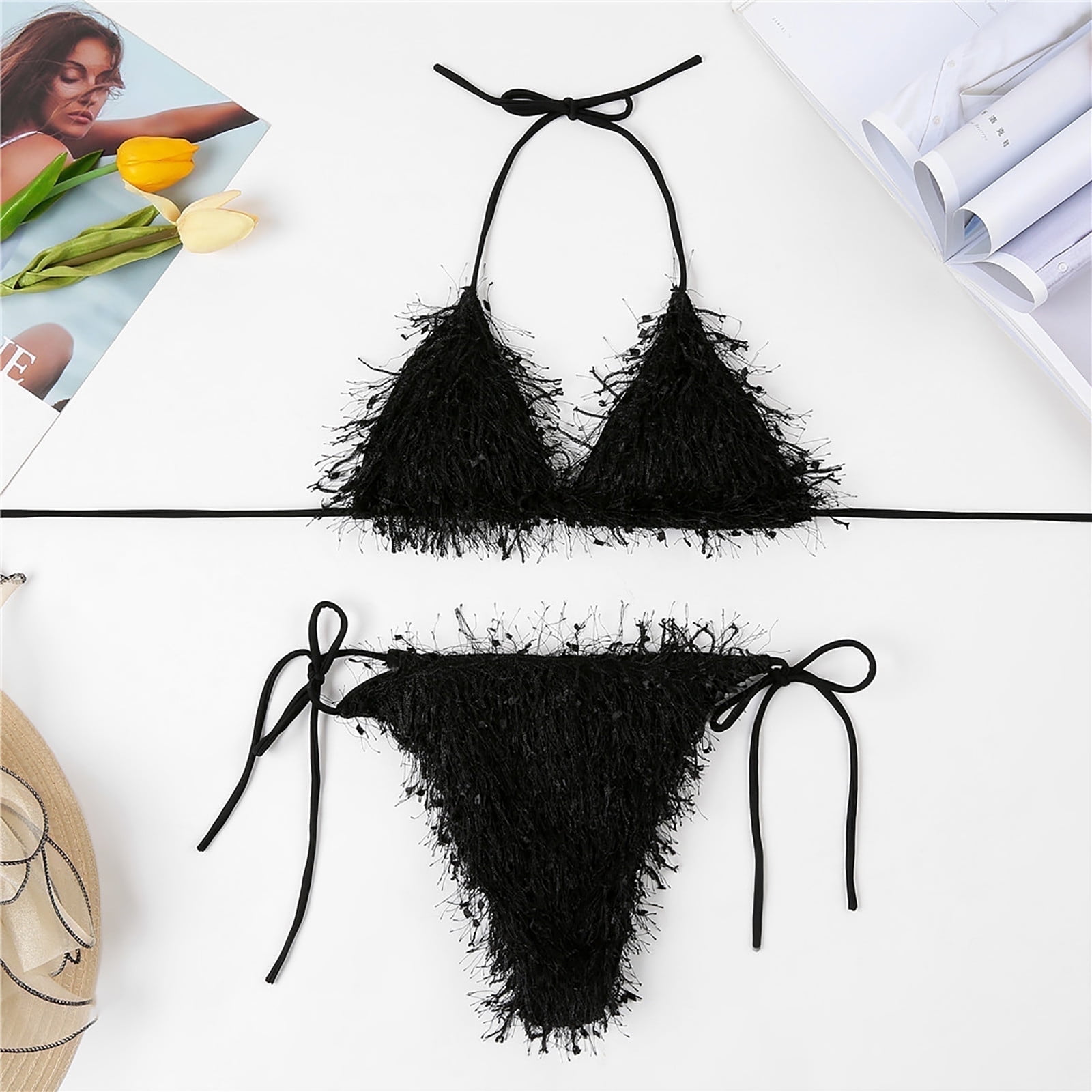 Juslio Underwire Swimsuits for Women Split Bikini Splitter Solid ...