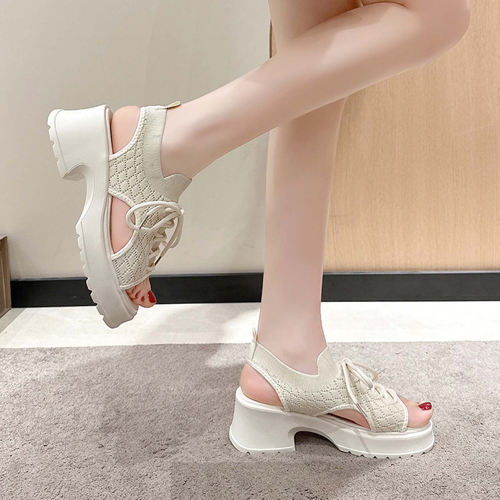 AXXD Women Beige Sandals Clearance 7 Summer Comfortable Solid Color ...