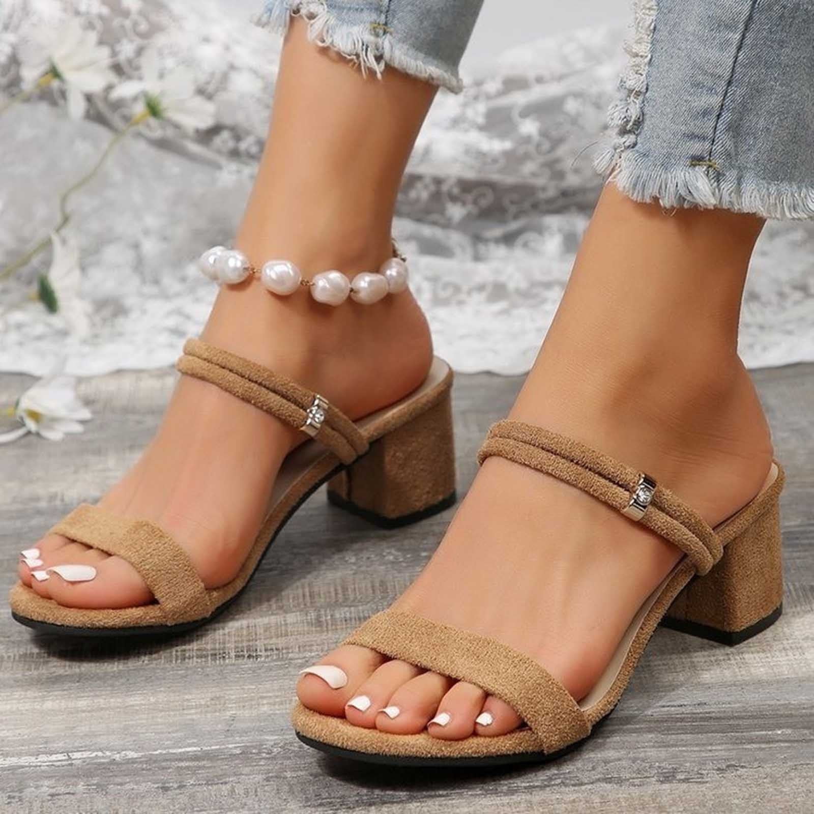 AXXD Womens Dress Sandals Summer Brown Gladiators Chunky Mothers Day ...