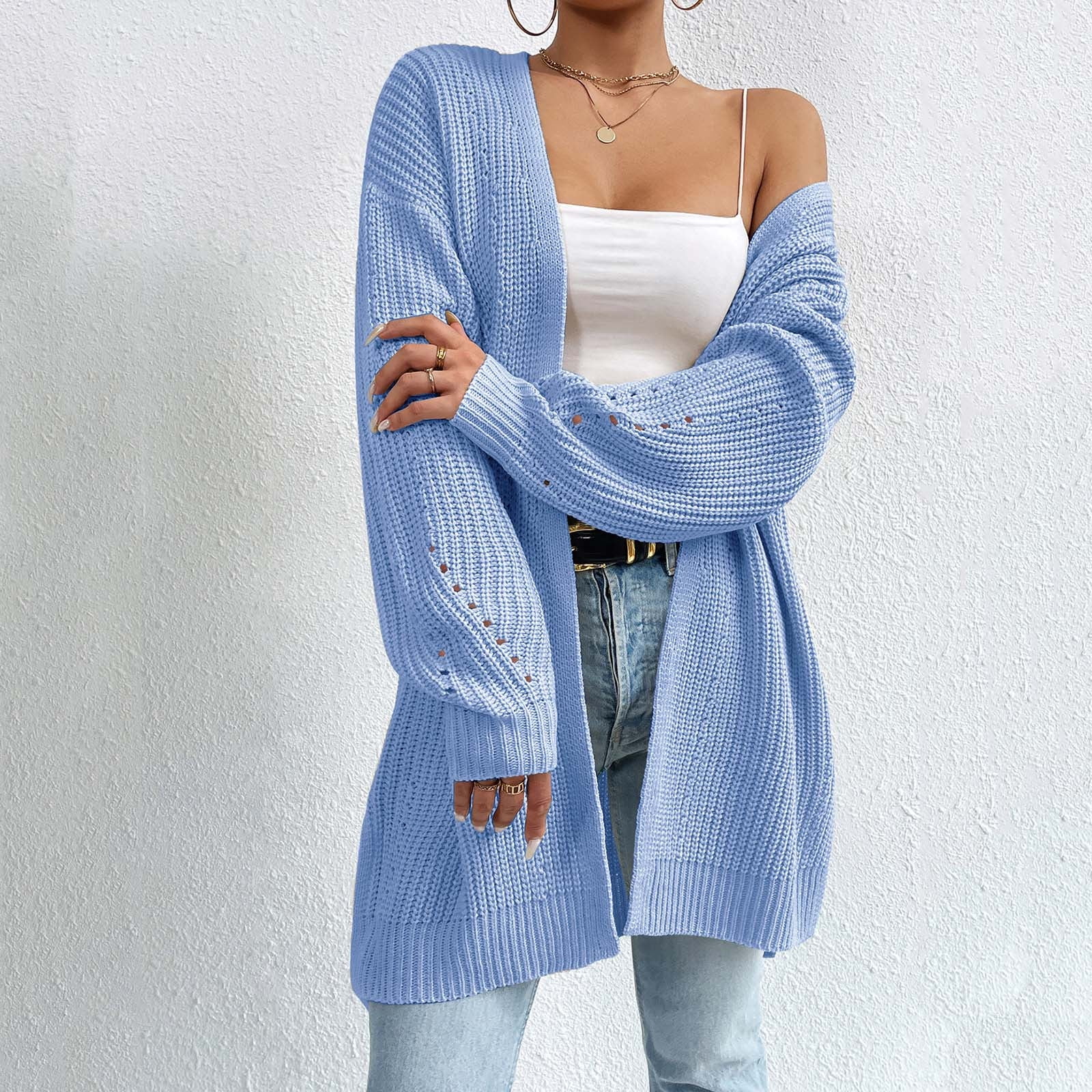AXXD Womens Oversized Tee Shirts Blue Basic Summer 2024 Solid Color ...