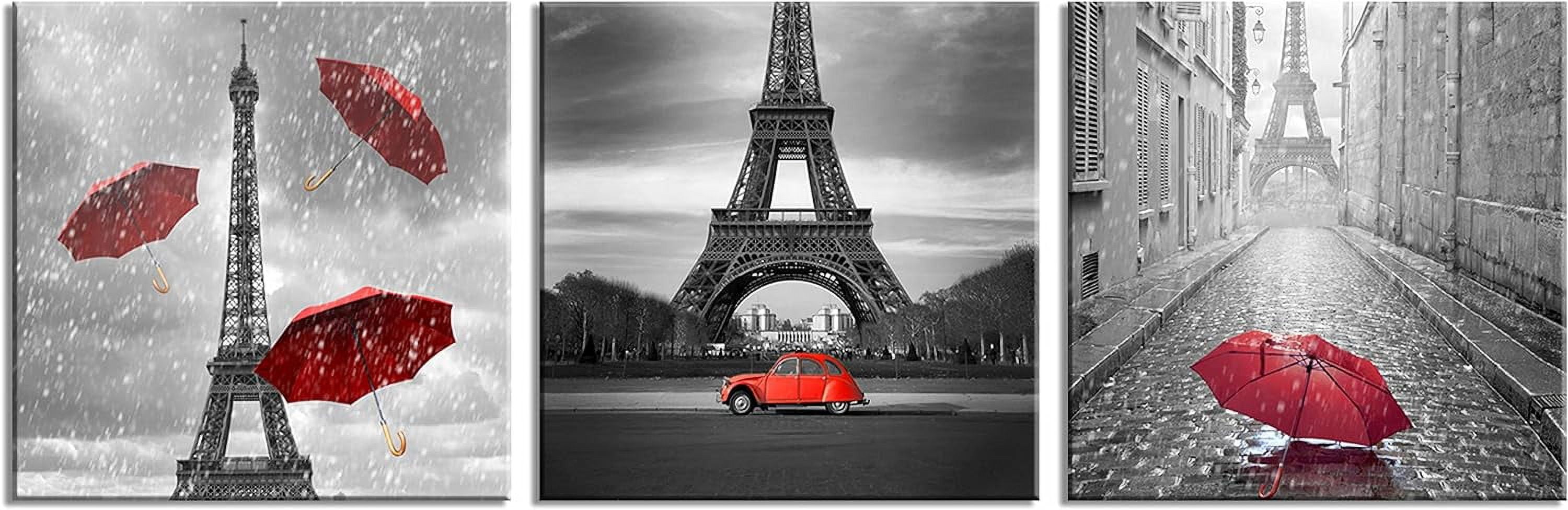 AXXPosters -3 Pcs Modern Giclee Canvas Black and White with Red Theme ...