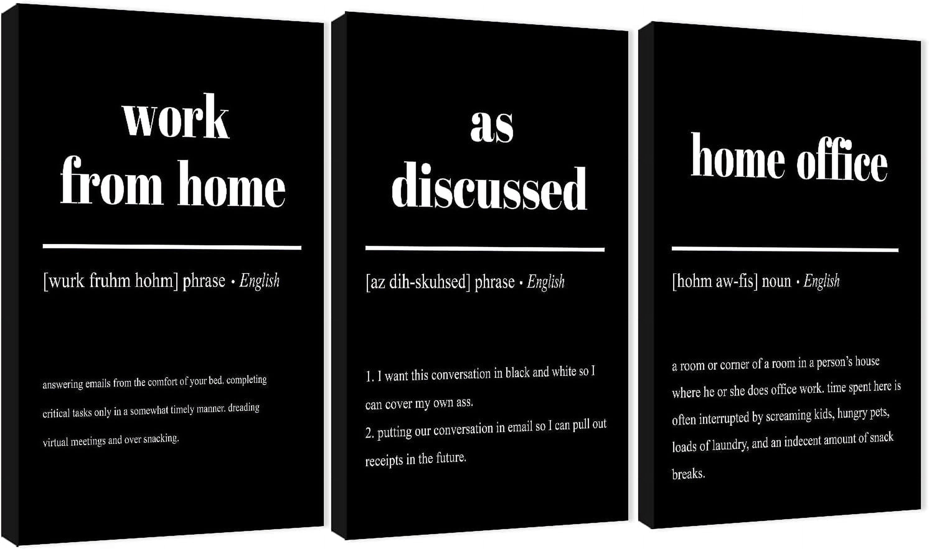 AXXPosters -3 Piece Inspirational Canvas Wall Art, Quote "Work From ...