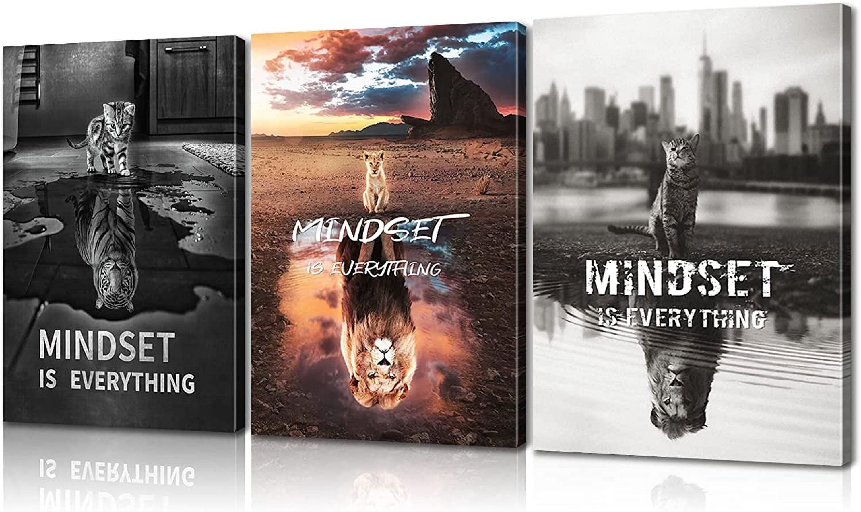AXXPosters -3 Piece Mindset Is Everything Wall Art Mens Office Decor ...