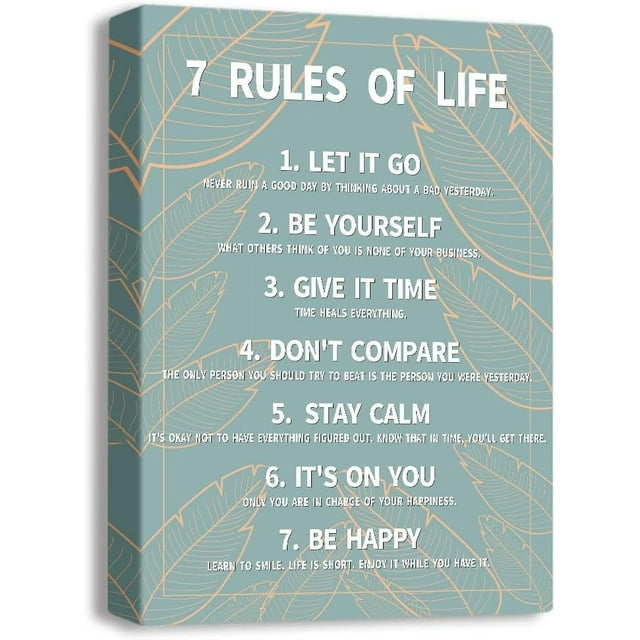 AXXPosters-8 Rules Of Life Canvas Decoration Painting, Suitable For ...