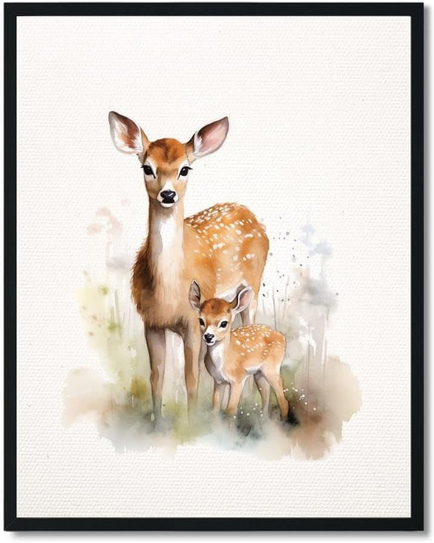 AXXPosters 8X10 Unframed Deer Cute Baby Animal and Mom Watercolor Art ...