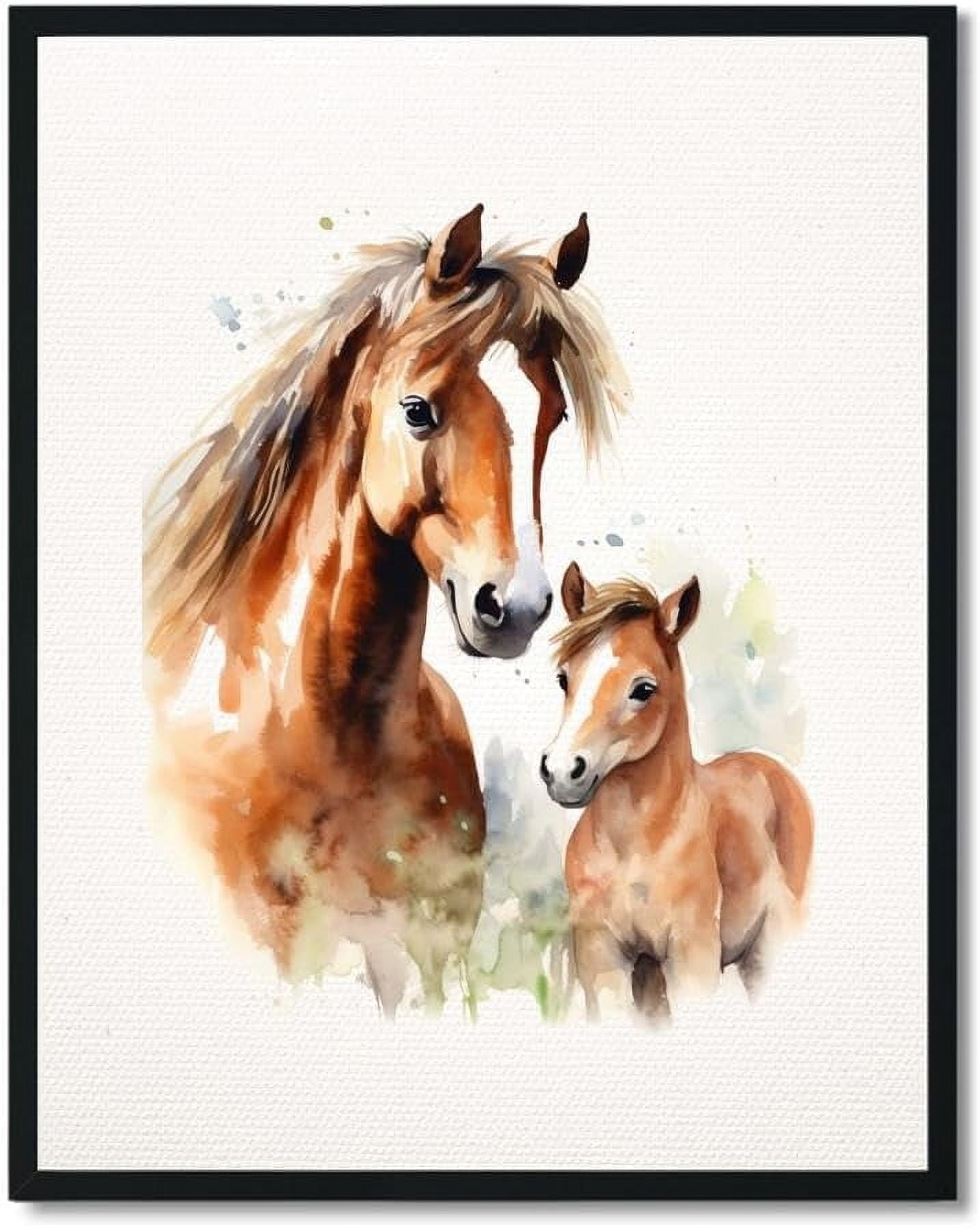 AXXPosters 8X10 Unframed Horse Cute Baby Animal and Mom Watercolor Art ...