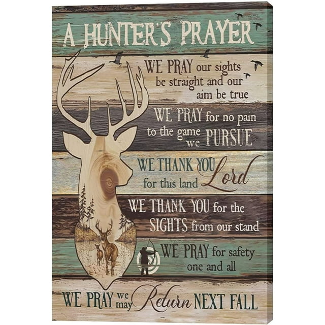 AXXPosters-A Hunter's Prayer Wall Art Farmhouse Vintage Style Sign Deer ...
