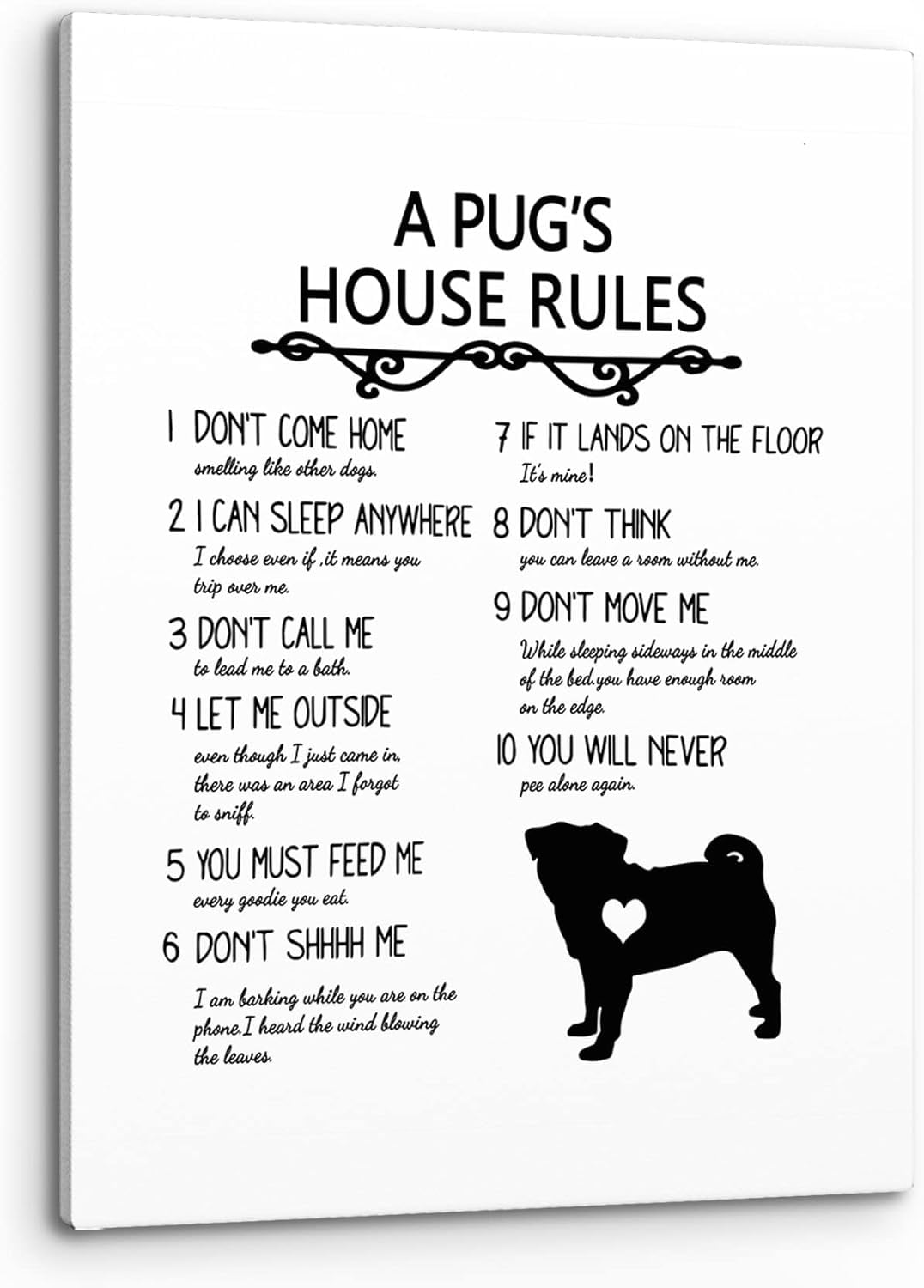 AXXPosters-A Pug‘s House Rules Wall Art, Funny Pug Dog Quote Print ...