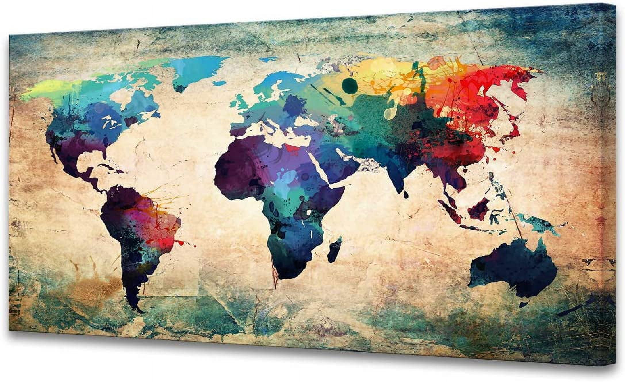 AXXPosters--A62050 Abstract World Map Canvas Painting Vintage Posters ...
