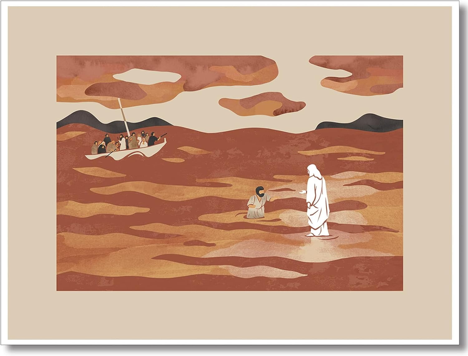 AXXPosters Abstract Jesus Pictures Canvas Wall Art, Jesus and Peter ...