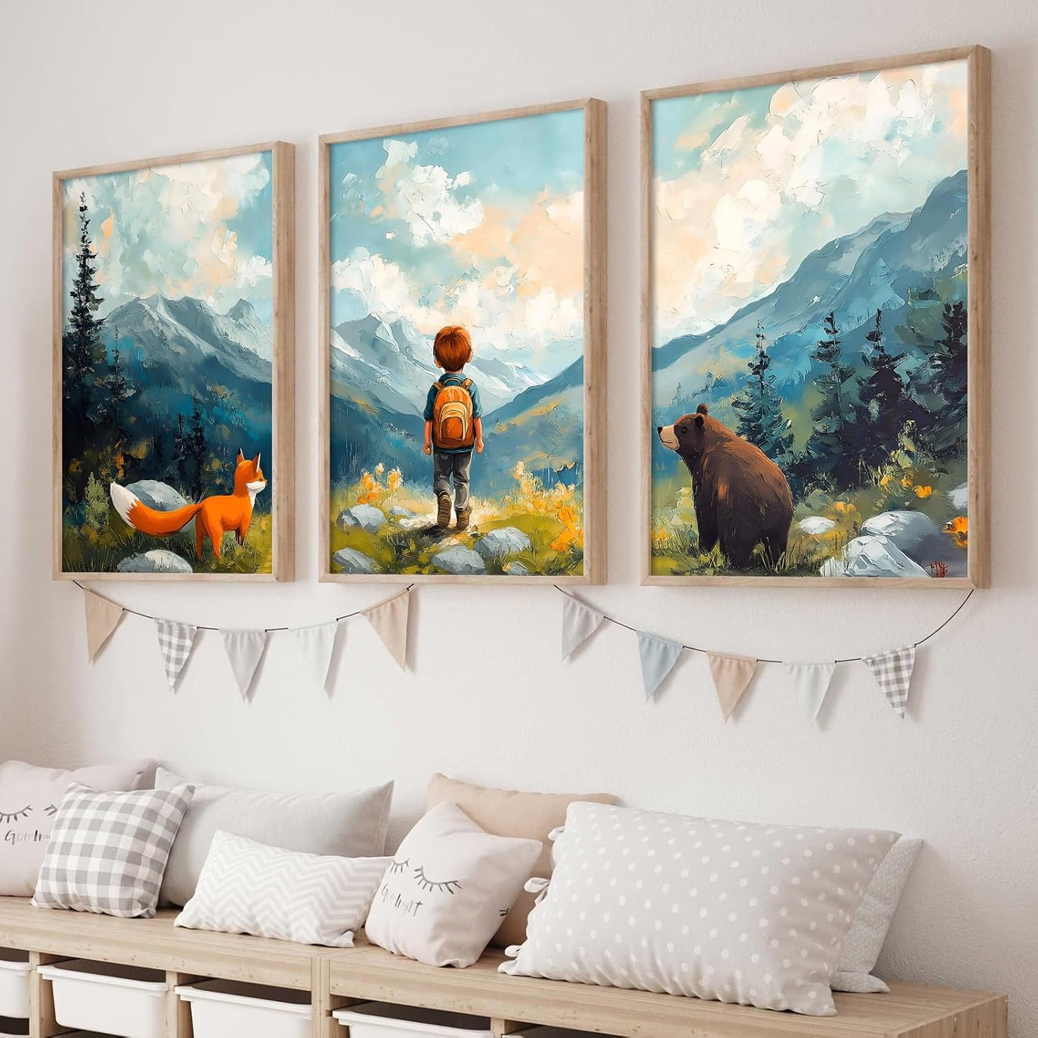 AXXPosters -Adventure Nursery Boy Wall Art Fox And Bear Nursery Prints ...