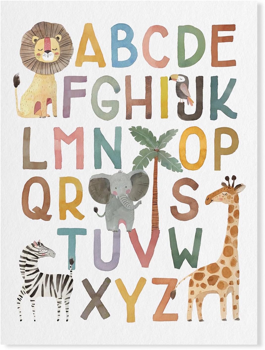 AXXPosters Alphabet Poster Nursery Wall Decor: Safari Jungle Nursery ...